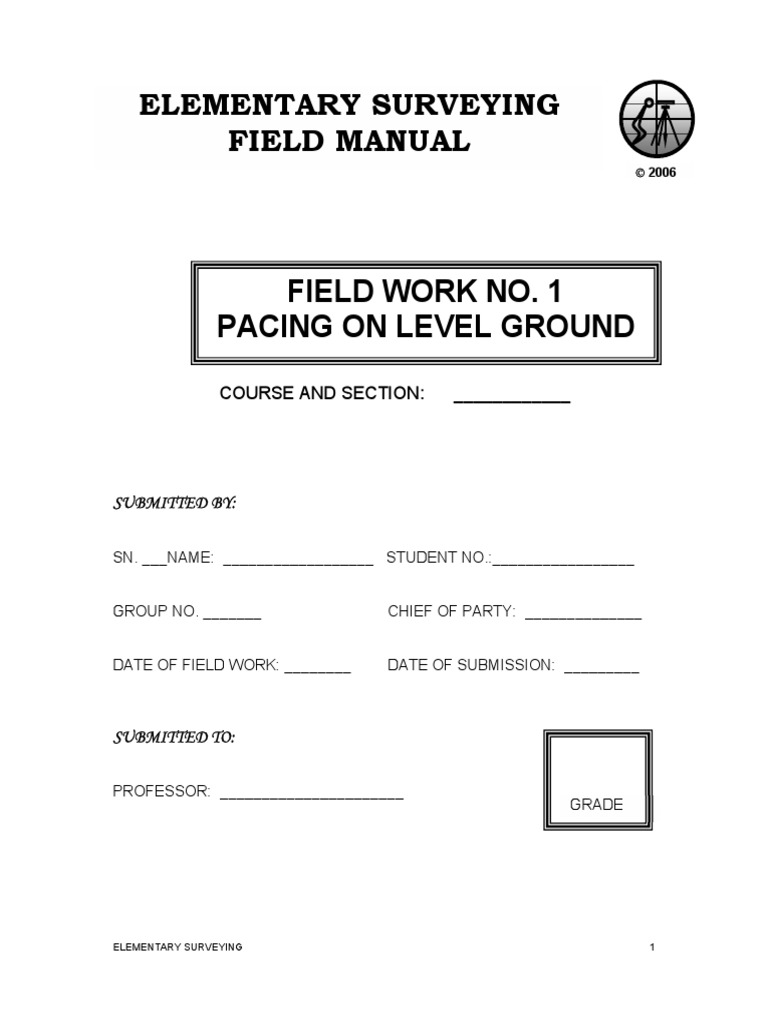 Elementary Surveying Field Manual: COURSE AND SECTION | PDF | Surveying ...