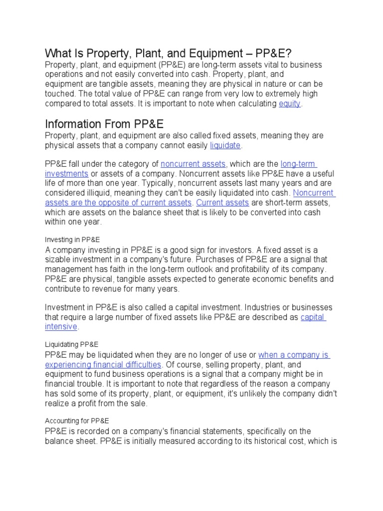 What Is Property, Plant, and Equipment - PP&E?: Equity | PDF | Fixed ...