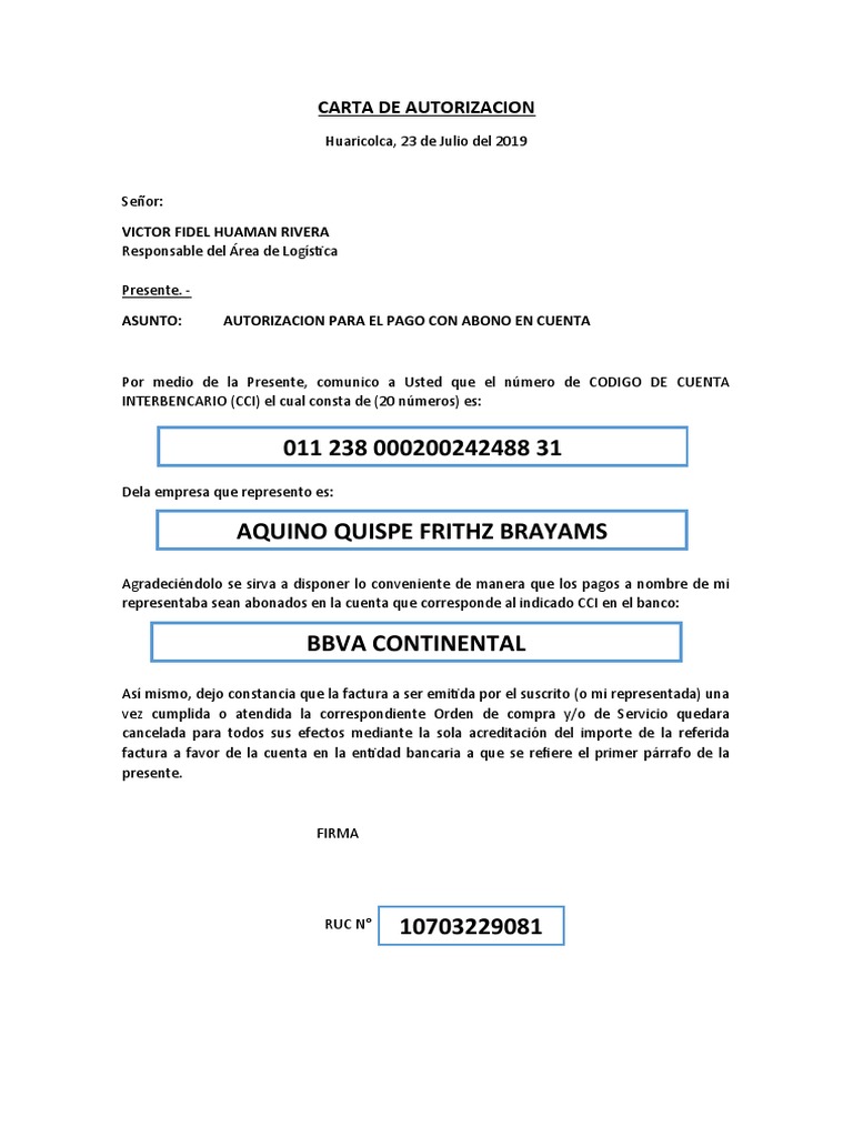 Carta de Autorizacion | PDF
