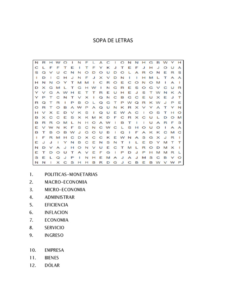 Sopa de Letras | PDF | Ciencias económicas | Economias