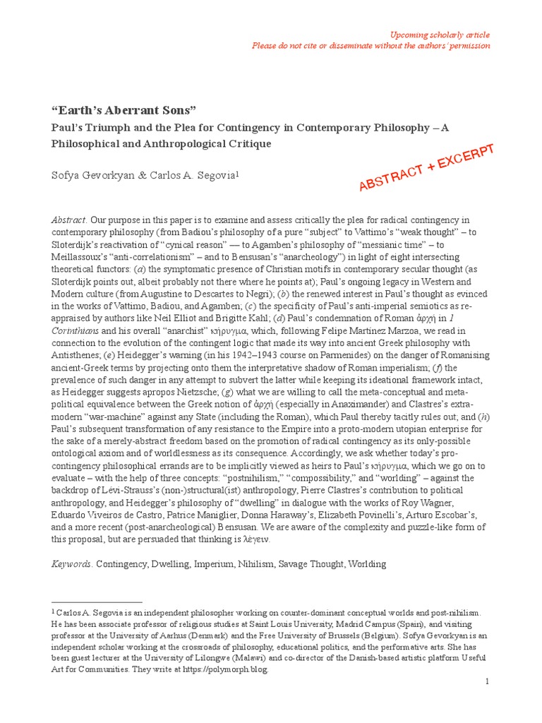 Earth S Aberrant Sons Paul S Triumph An PDF | PDF | Philosophical ...