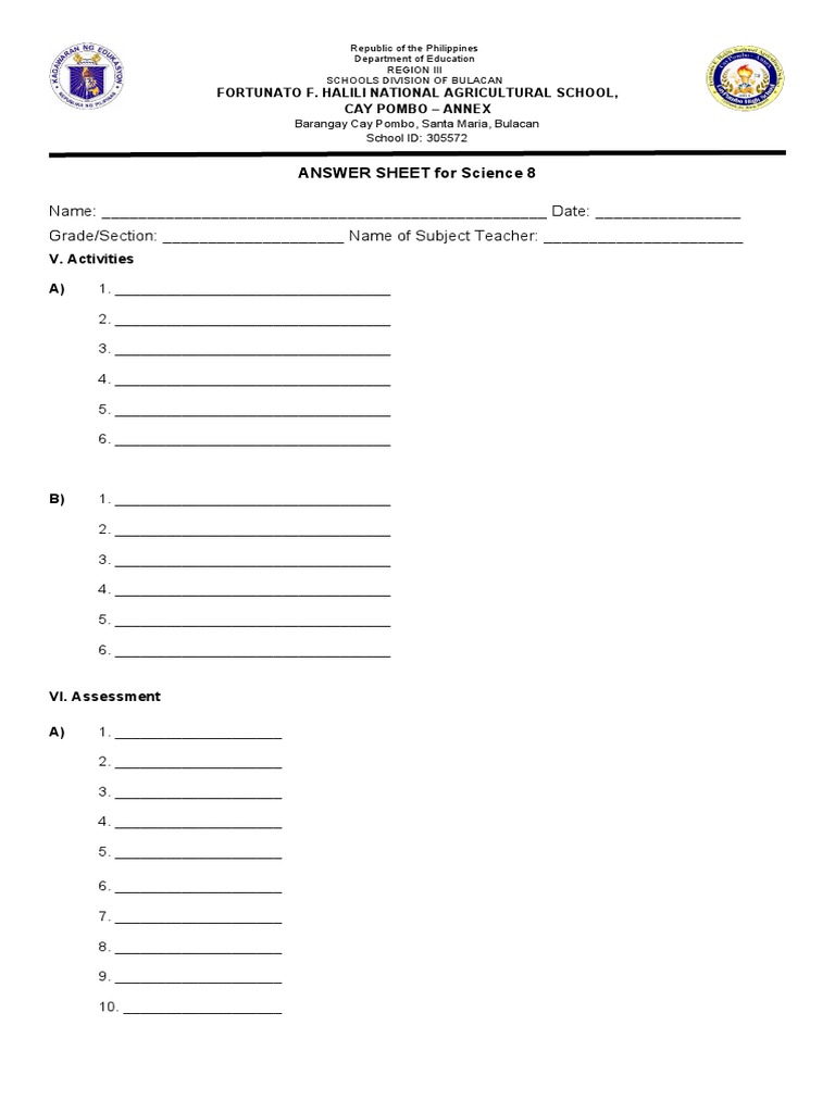 Name: - Date: - Grade/Section: - Name of Subject Teacher | PDF