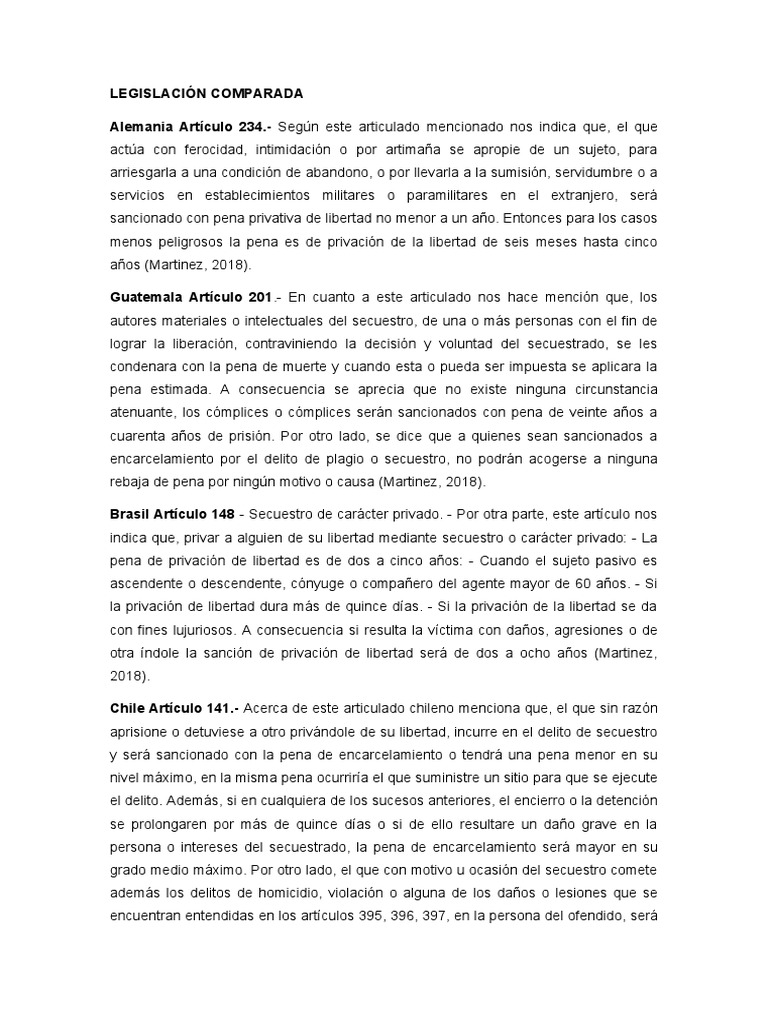 Legislación Comparada | PDF | Secuestro | Castigos