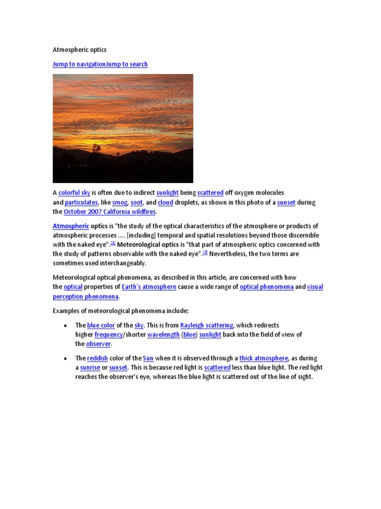 Atmospheric Optics | PDF | Rainbow | Sky