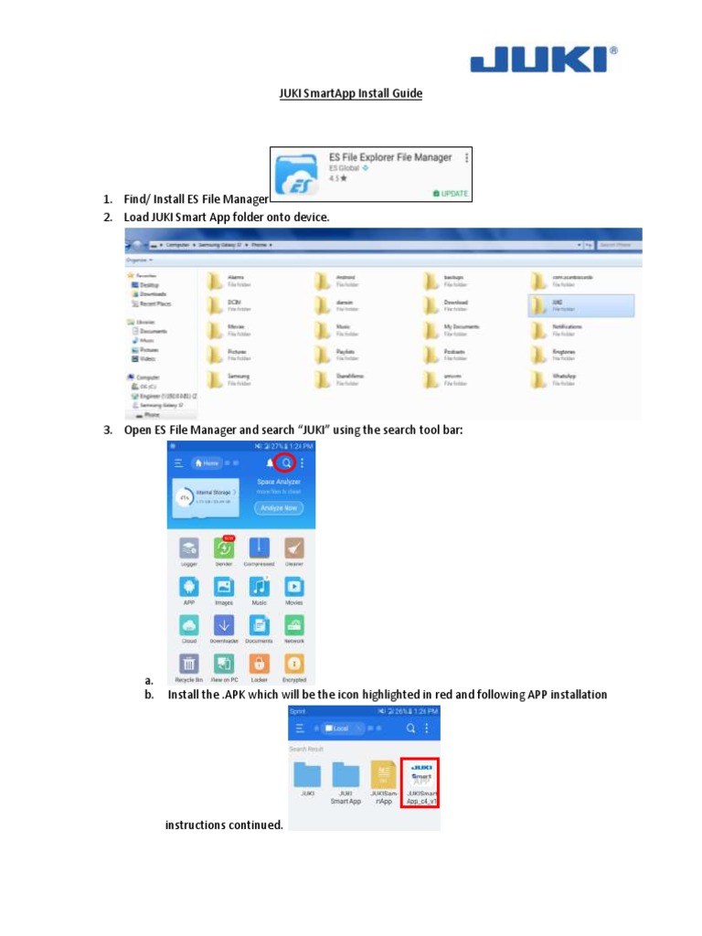 JUKI Smart APP Install Guide | PDF