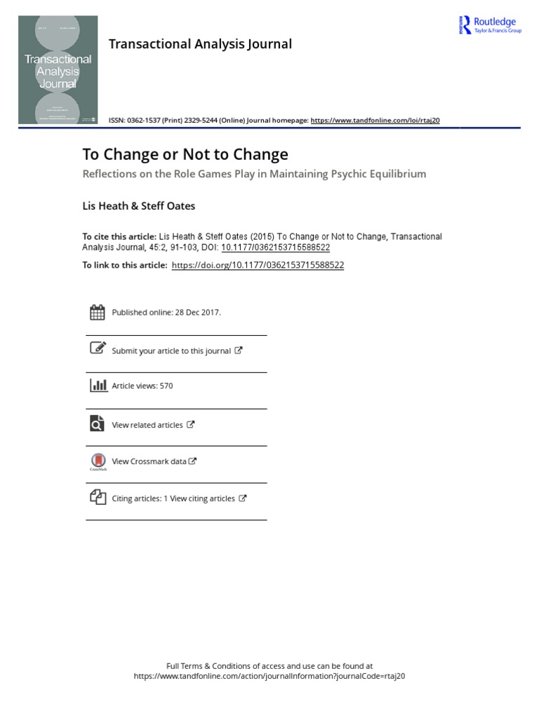 To Change or Not To Change | PDF | Psychotherapy | Psychoanalysis