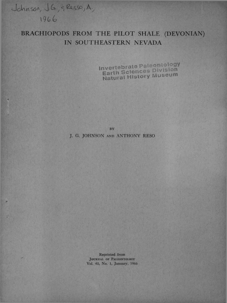 Brachiopods From The Pilot Shale (Devonian) in Southeastern Nevada ...