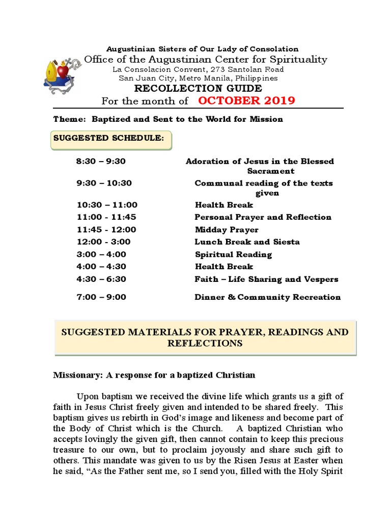 Reco Guide - October 2019 Final | PDF | Baptism | Christian Mission