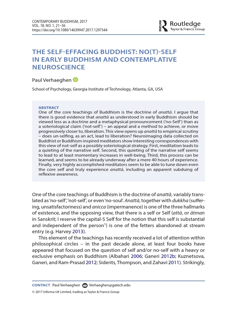 Verhaeghen Paul 2017 The Self Effacing Buddhist No T Self In