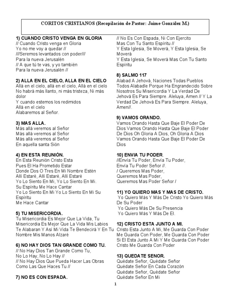 Coritos Cristianos Recopilacion 1 | PDF | Cristo (título) | Jesús