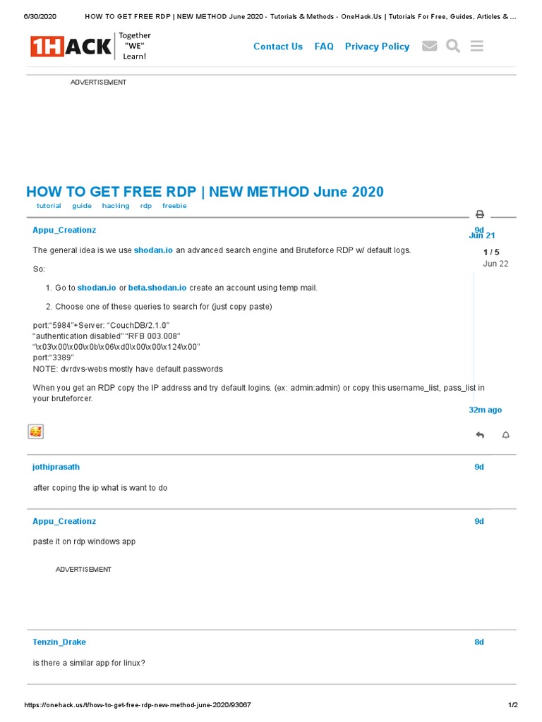 HOW TO GET FREE RDP - NEW METHOD June 2020 - Tutorials & Methods ...