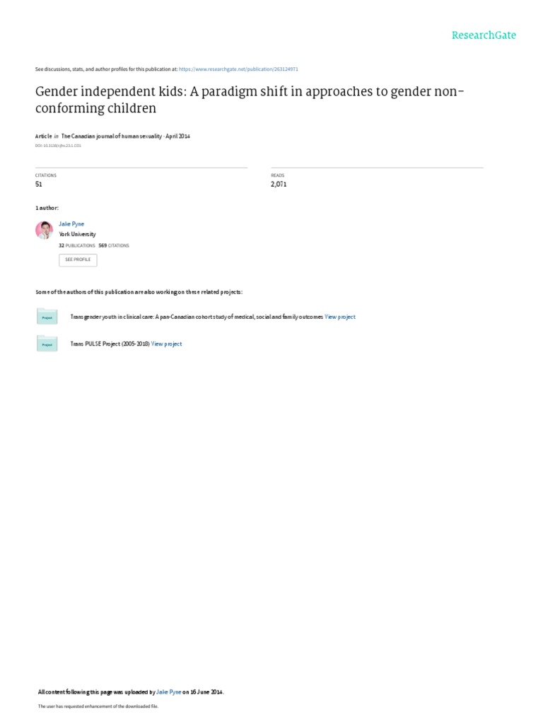 Gender Independent Kids: A Paradigm Shift in Approaches To Gender Non ...