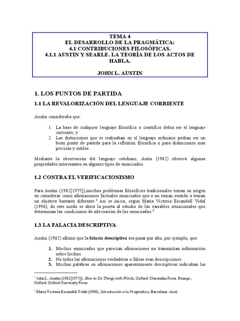 4.1.1 John L. Austin | PDF | Lógica | Epistemología