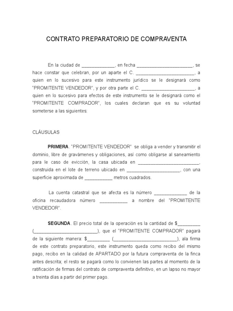 Contrato Preparatorio de Compraventa | PDF | Gobierno | Ley común