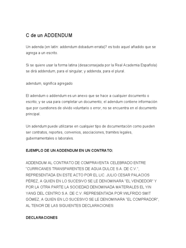 C de Un ADDENDUM | PDF