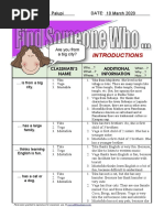 Find Someone Who Worksheet | PDF