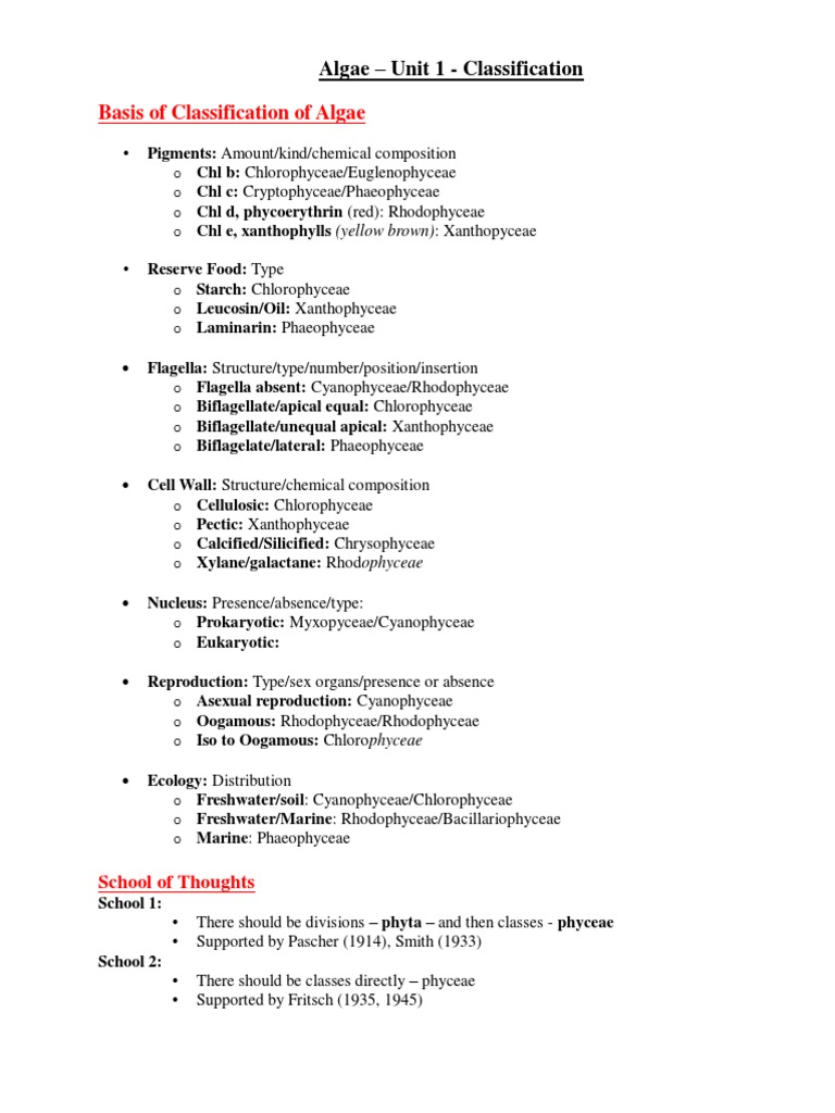 Algae - Classification (Fritsch PDF | PDF | Algae | Eukaryotes
