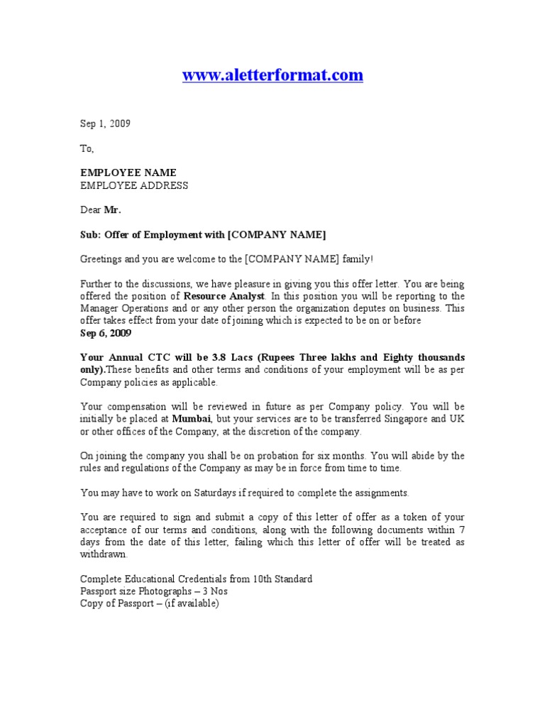 The Offer Letter | PDF