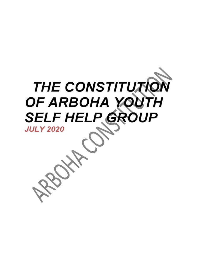 The Constitution of Arboha Youth Self Help Group: JULY 2020 | PDF ...