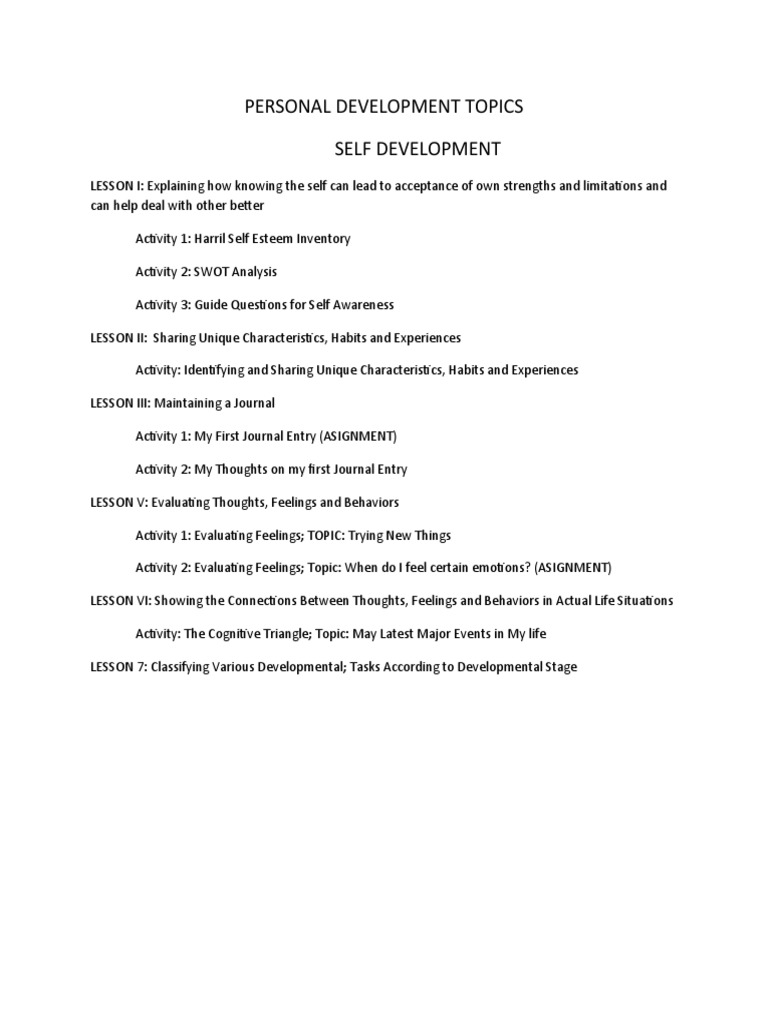 Personal Development Curriculum Guide | PDF | Mind | Adolescence