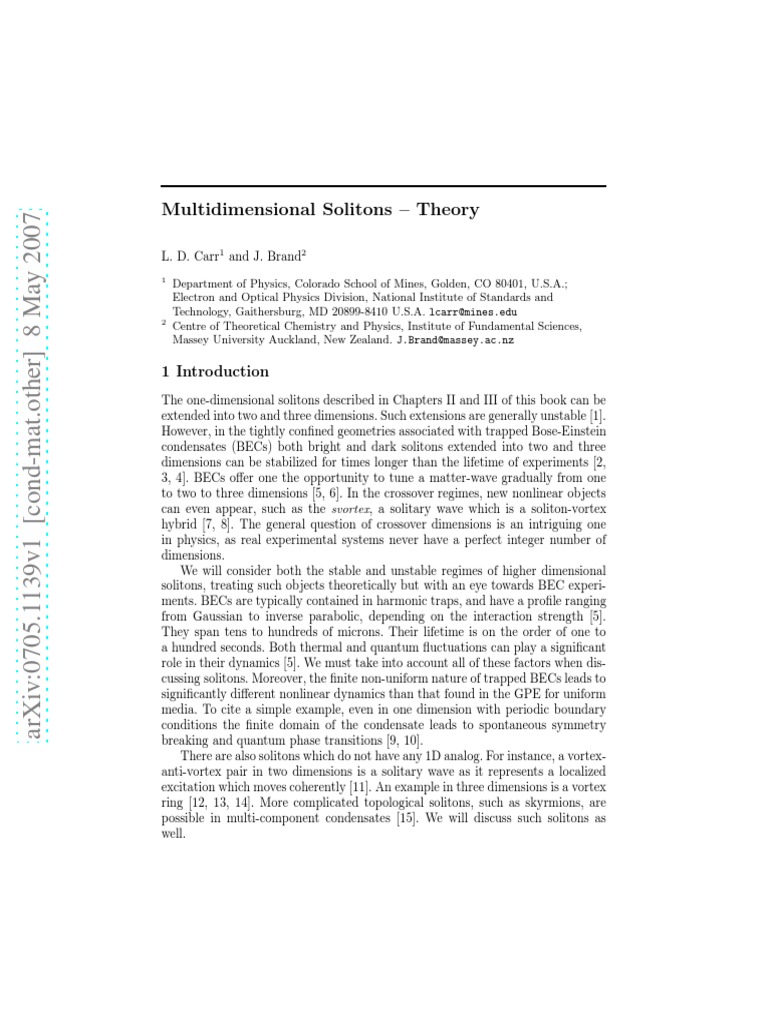 Multidimensional Solitons Theory | PDF | Soliton | Quantum Mechanics