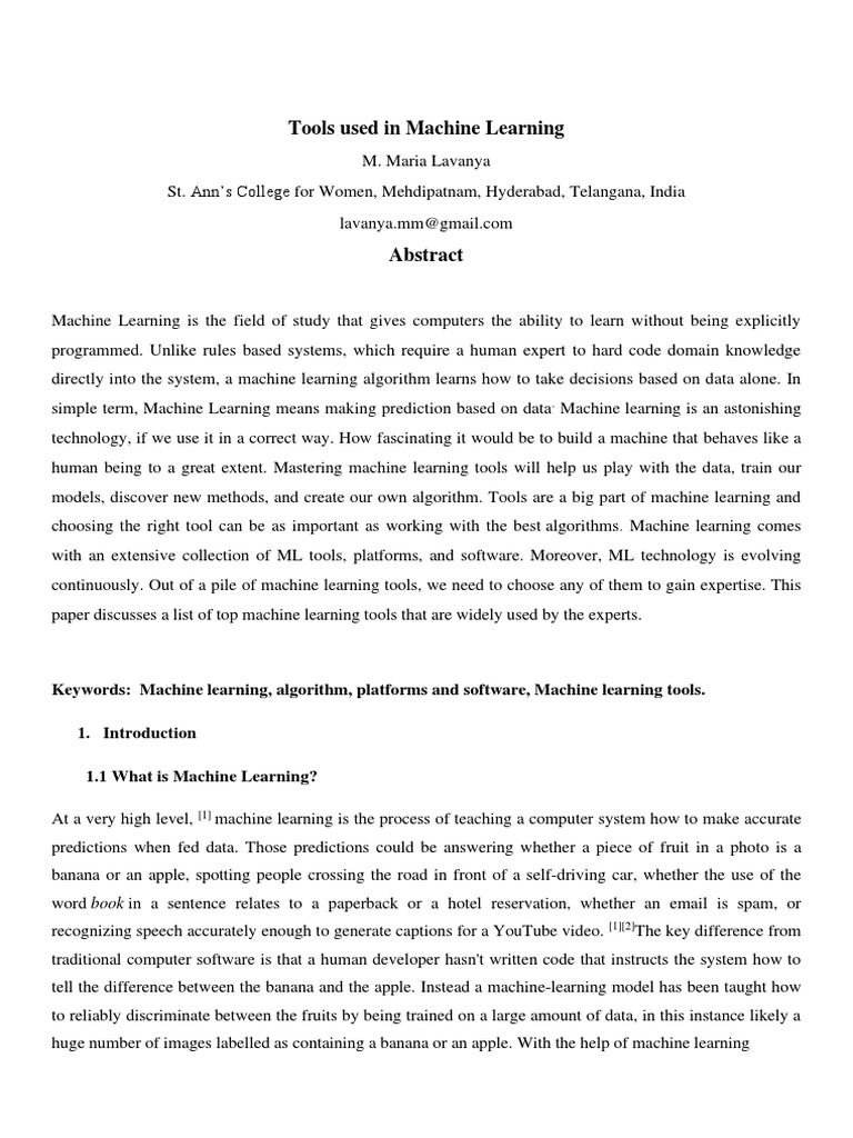 Tools Machine Learning | PDF | Machine Learning | Computer Programming