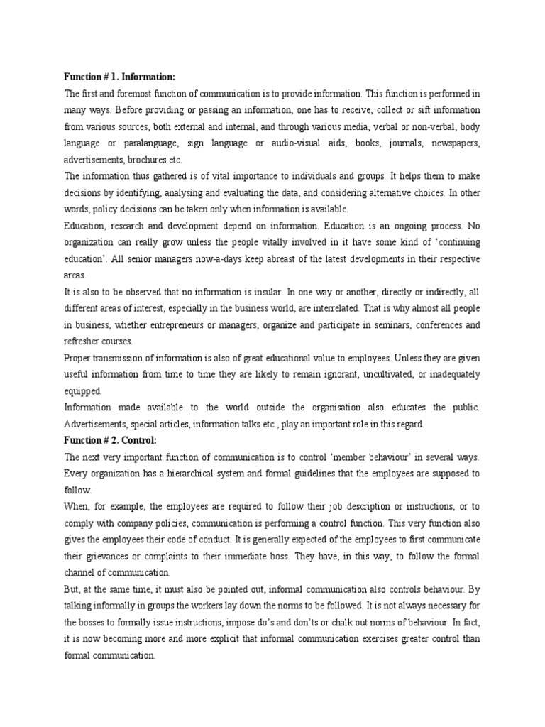 Function # 1. Information | PDF | Motivation | Motivational