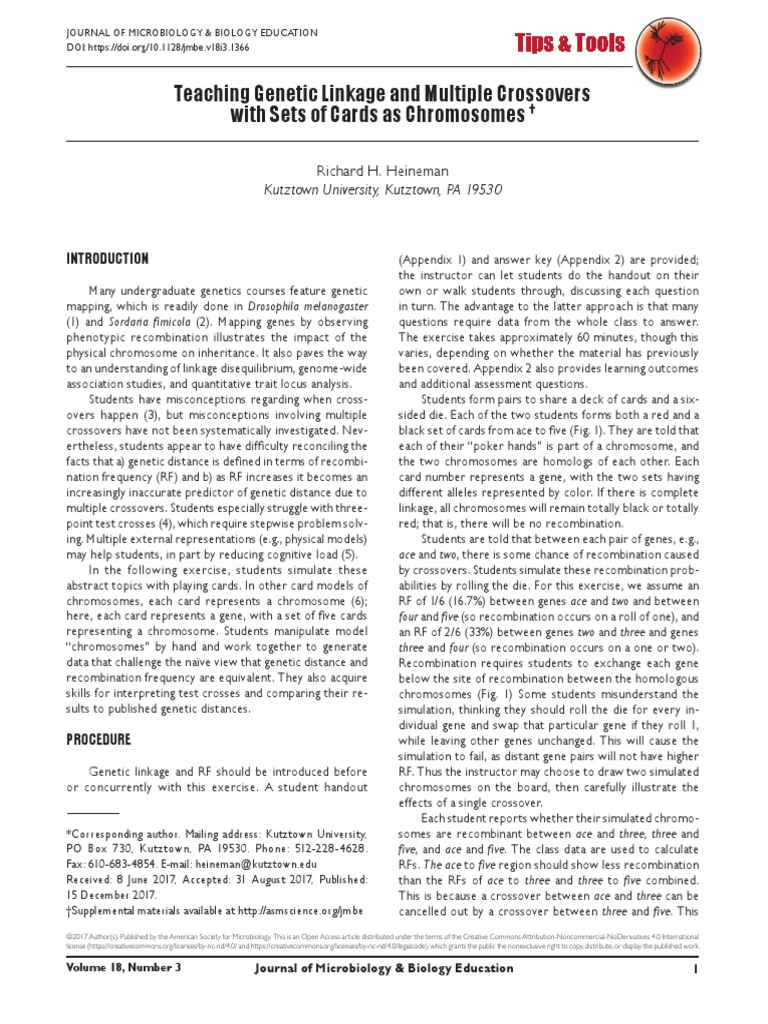 Teaching Genetic Linkage and Multiple Crossovers W | PDF | Genetic Linkage | Genetic Recombination