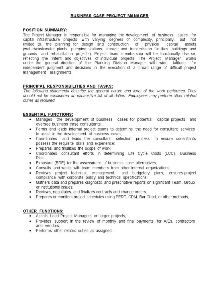 Business Case Project Manager | PDF | Project Management | Esri