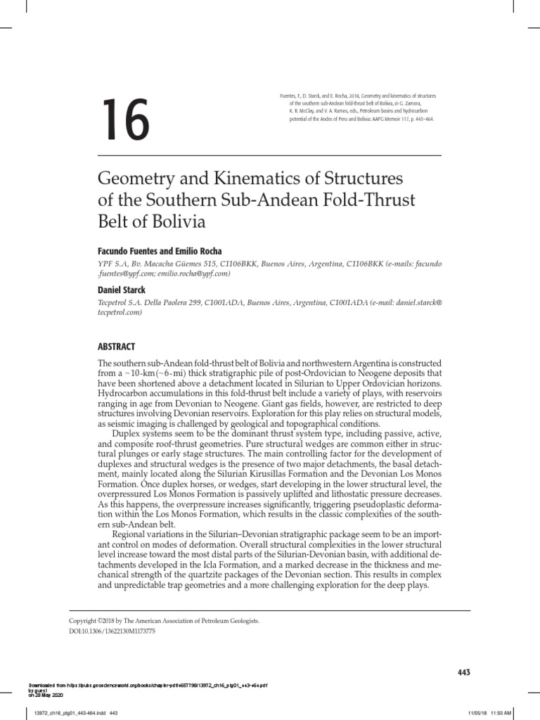 Geometry and Kinematics of Structures of The Southern Sub-Andean Fold ...