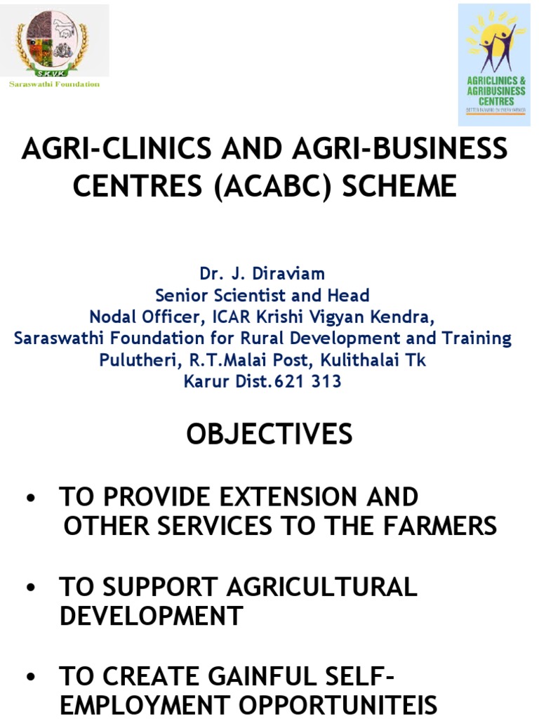 Agri-Clinics and Agri-Business Centres (Acabc) Scheme | PDF | Loans ...
