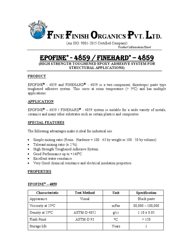 Epofine 4859 - Finehard 4859 | PDF | Adhesive | Composite Material