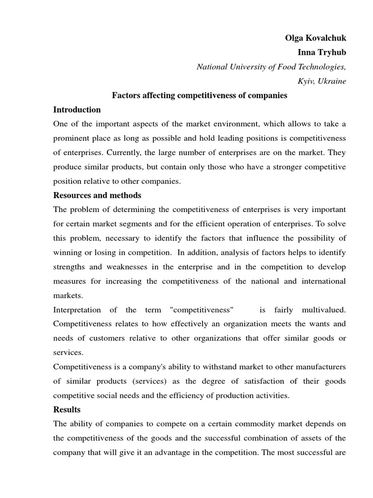 34.factors Affecting Competitivness of Companies | PDF | Competition ...