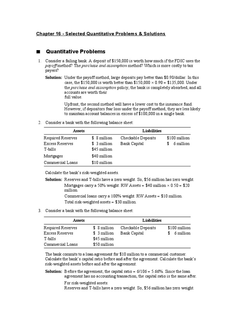 Chapter 16 - Selected Quantitative Problems & Solutions | PDF | Capital ...