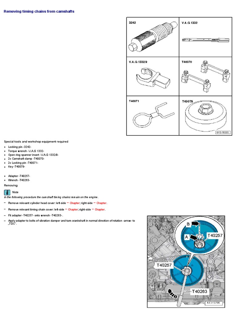Camshaft Timing Chain Removal Guide | PDF | Screw | Vehicle Parts