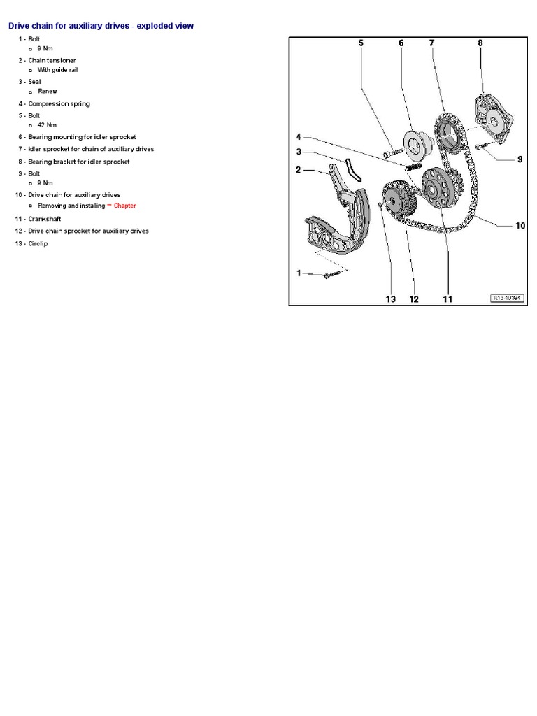 10 - Drive Chain For Auxiliary Drives - Exploded View | PDF