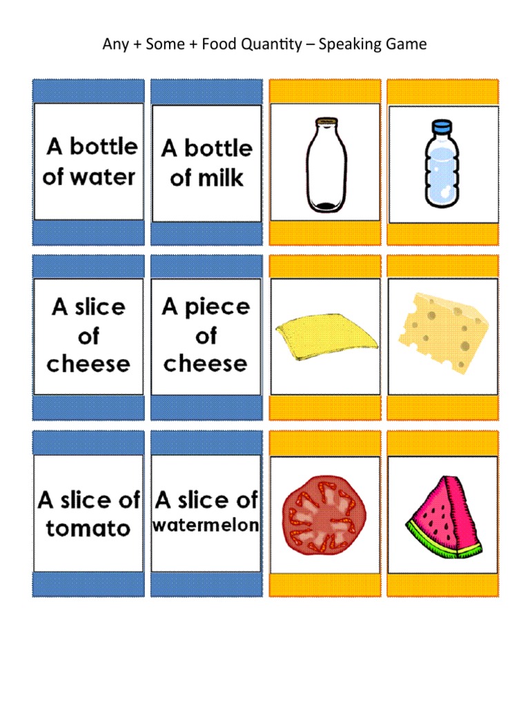 Any + Some + Food Quantity - Speaking Game | PDF | Games & Activities