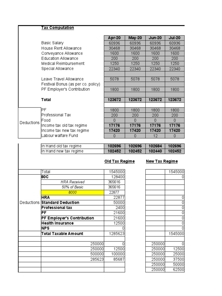 Tax Computation | PDF | Tax Deduction | Taxes