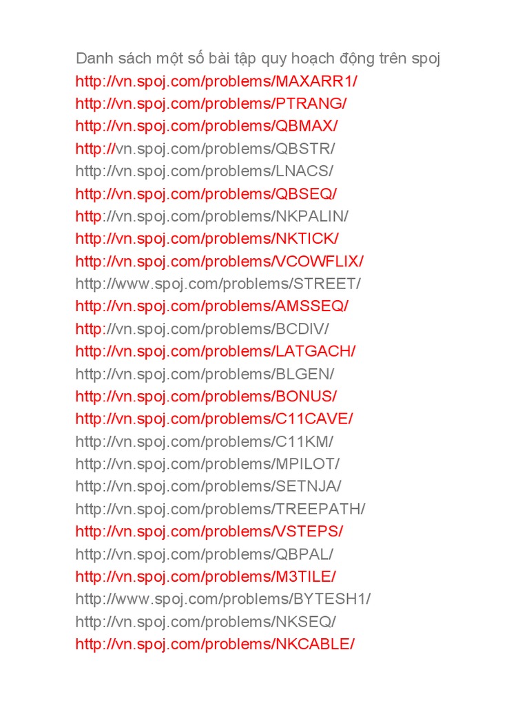 Bài Tập Quy Hoạch Động Trên SPOJ | PDF | Business | Computers