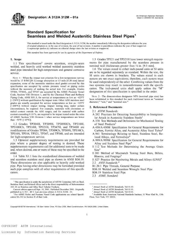 ASTM A312 Stainless Steel Pipes PDF | PDF | Computers | Technology ...