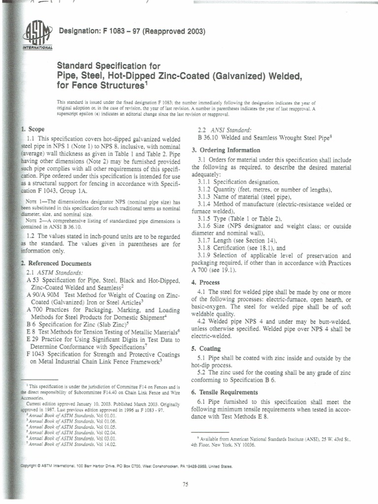 ASTM F1083 - Galvanized Pipe | PDF