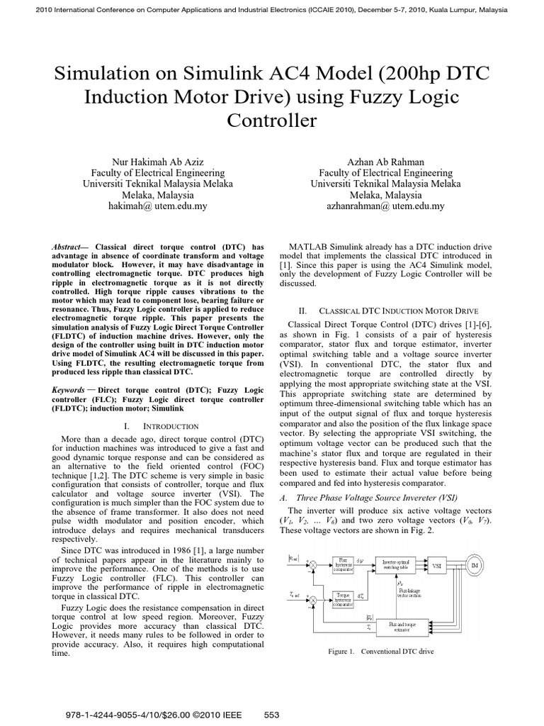 Simulation On Simulink AC4 Model (200hp DTC Induction Motor Drive ...