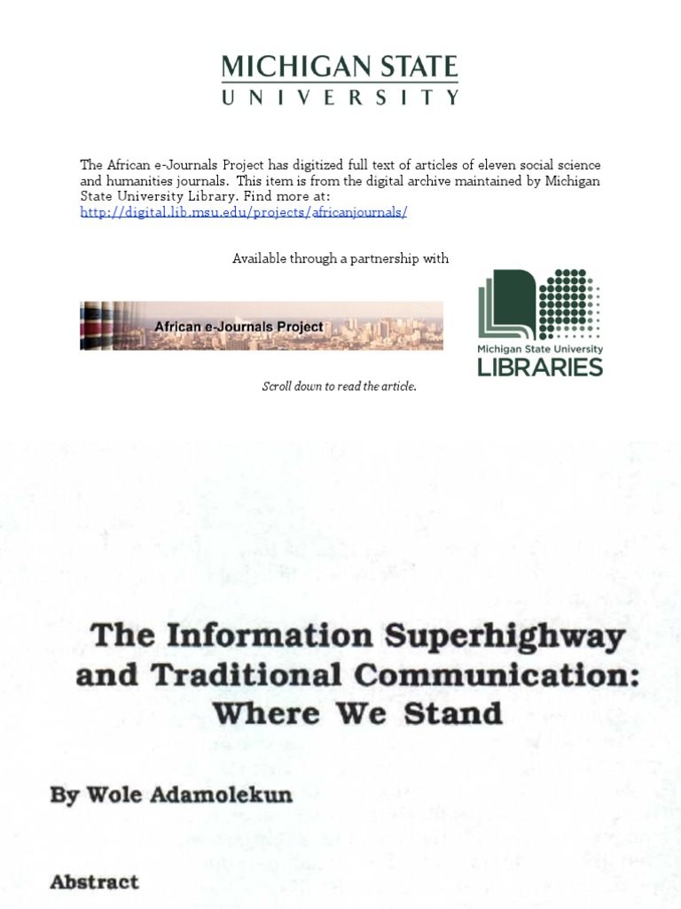 Information Highway | PDF | Internet | Videotelephony