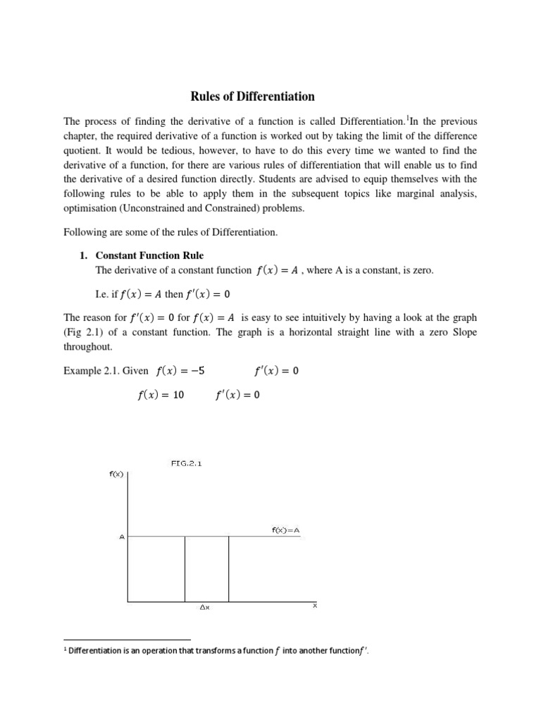 02rules of Differentiation | PDF | Derivative | Function (Mathematics)
