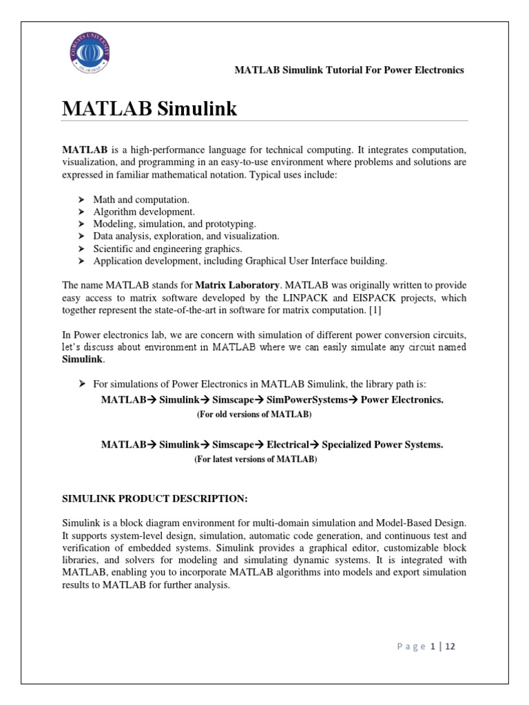 MATLAB Simulink: (For Old Versions of MATLAB) | PDF | Matlab ...