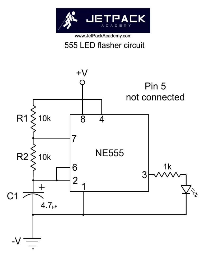 555 LED Flasher Schematic Download PDF | PDF