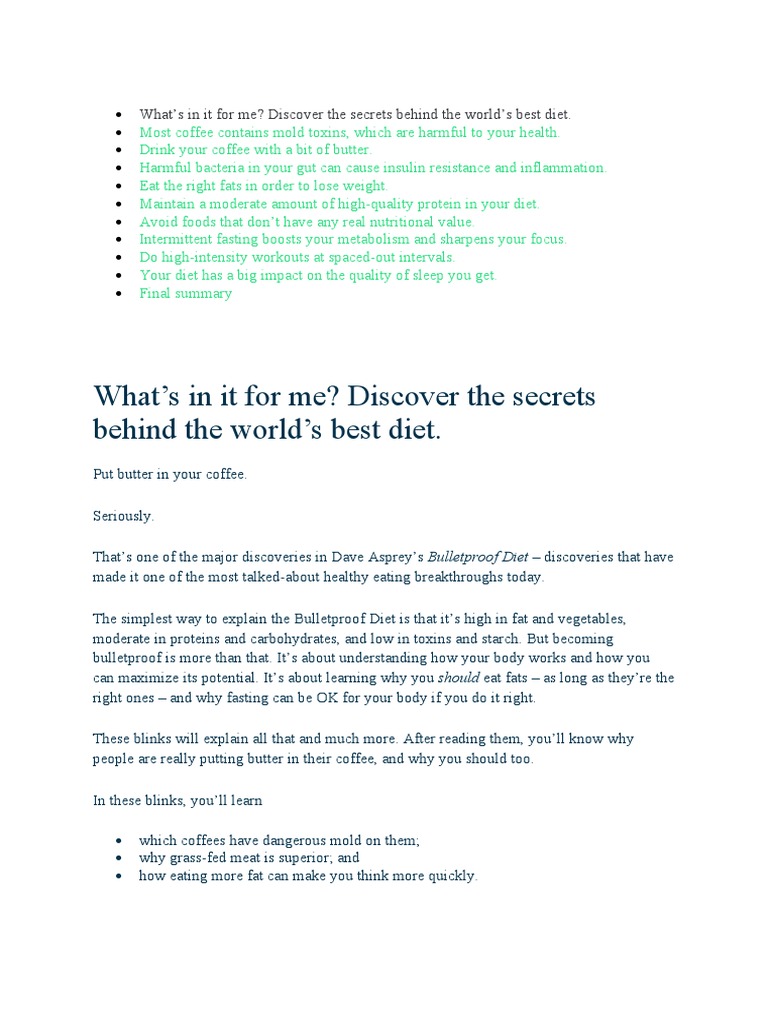 Bulletproof Diet Infographic Pdf