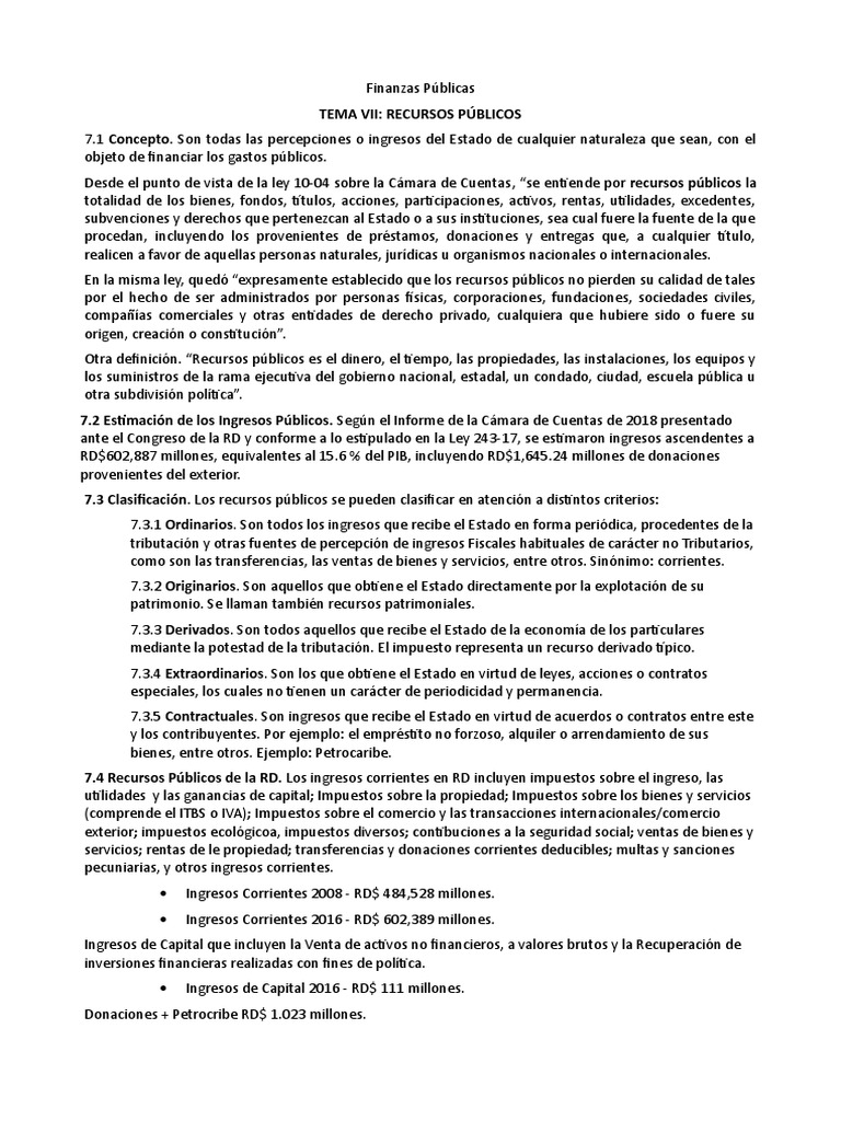 Concepto y Clasificación de Recursos Públicos | PDF | Impuestos | Política