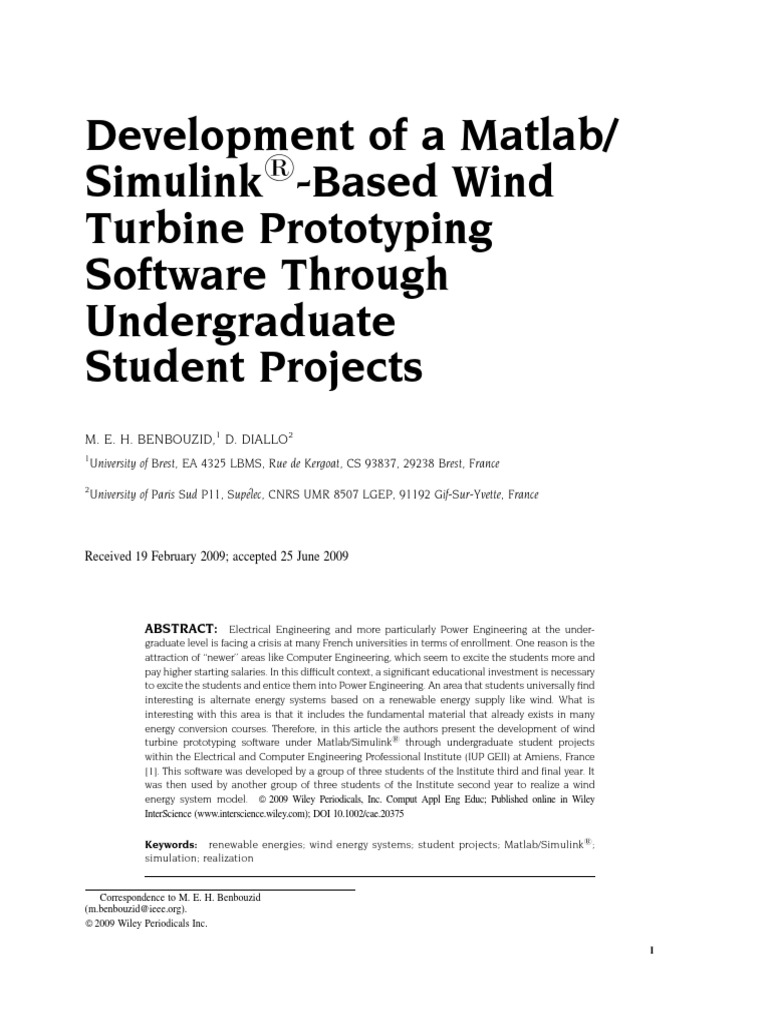 Development of A Matlab Simulink Based Wind Turbine Prototyping ...