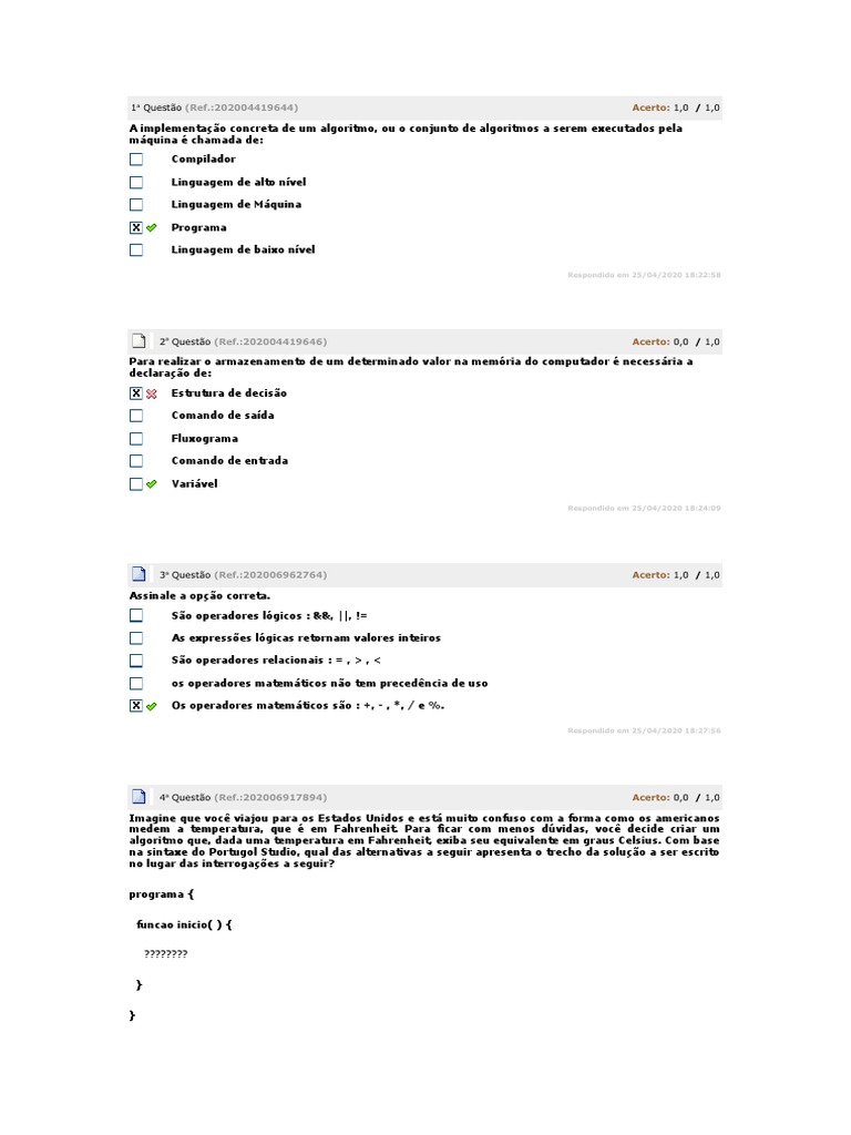 Introdução A Programação - Estácio | PDF | Algoritmos | Linguagem de ...